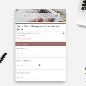 Editable Social Media Manager Client Intake Form Template, Freelance ...