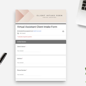 Editable Virtual Assistant Client Intake Form Template, Freelance ...