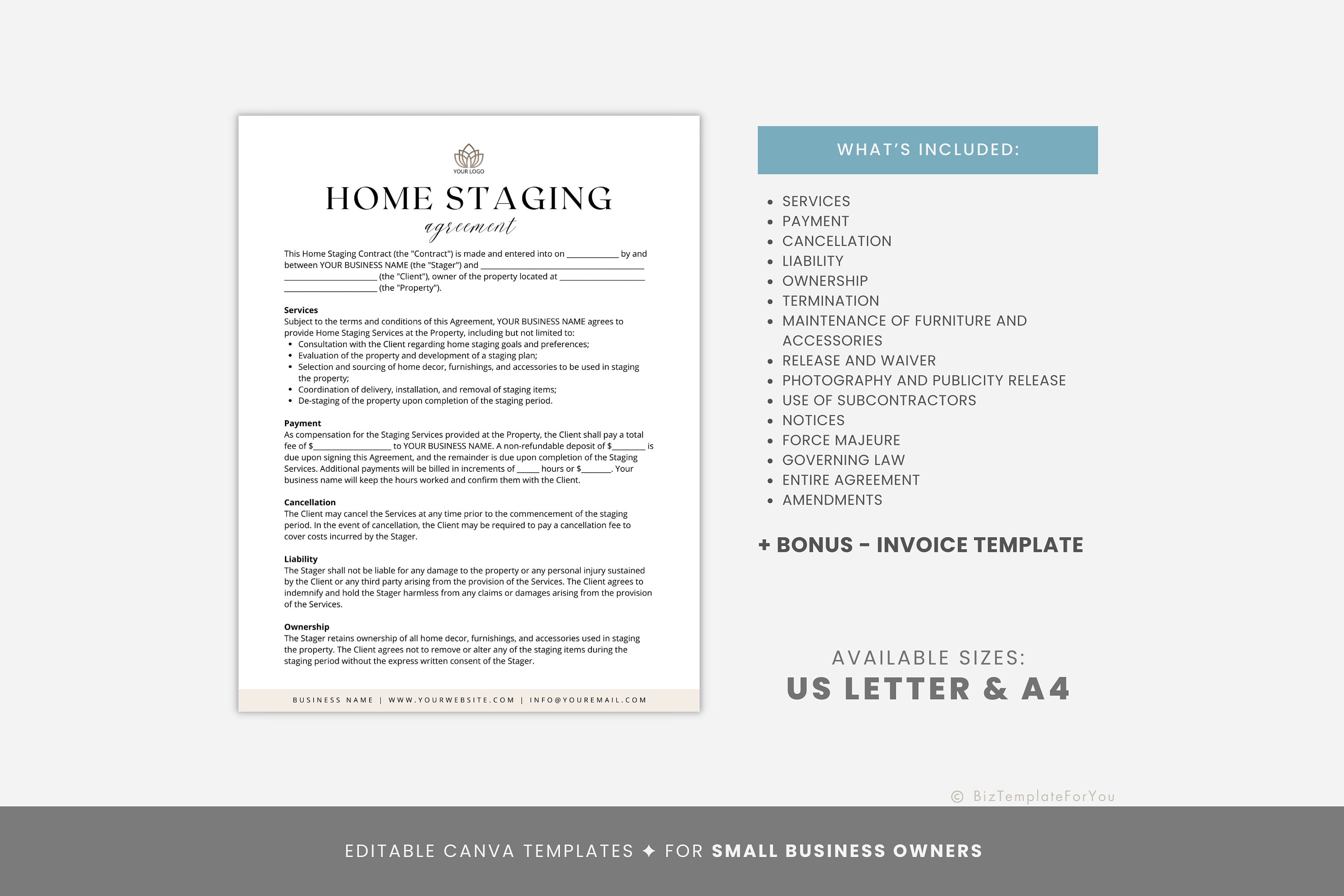Editable Home Staging Contract Template, Property Staging Service ...