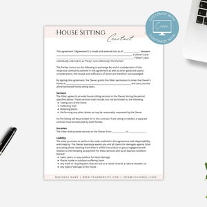 Editable House Sitting Contract Template, House Sitter Templates, Home ...