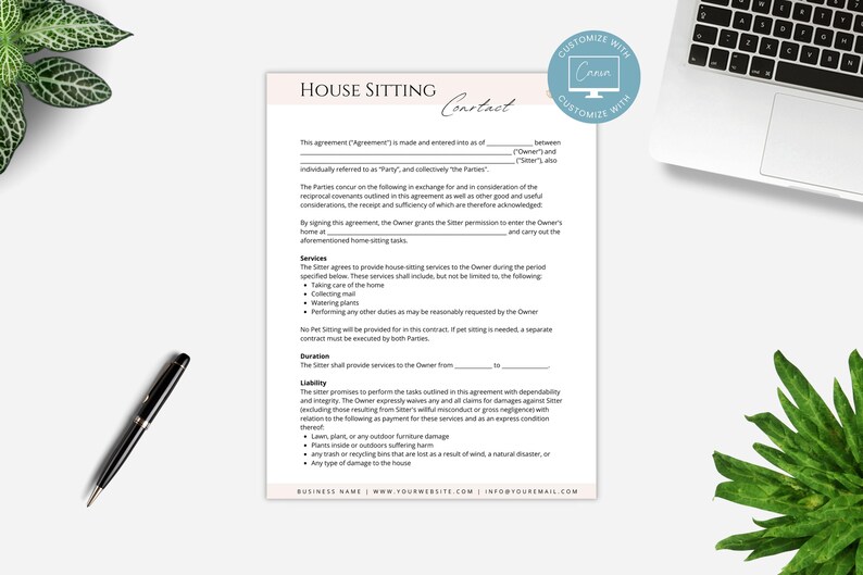 Editable House Sitting Contract Template, House Sitter Templates, Home ...