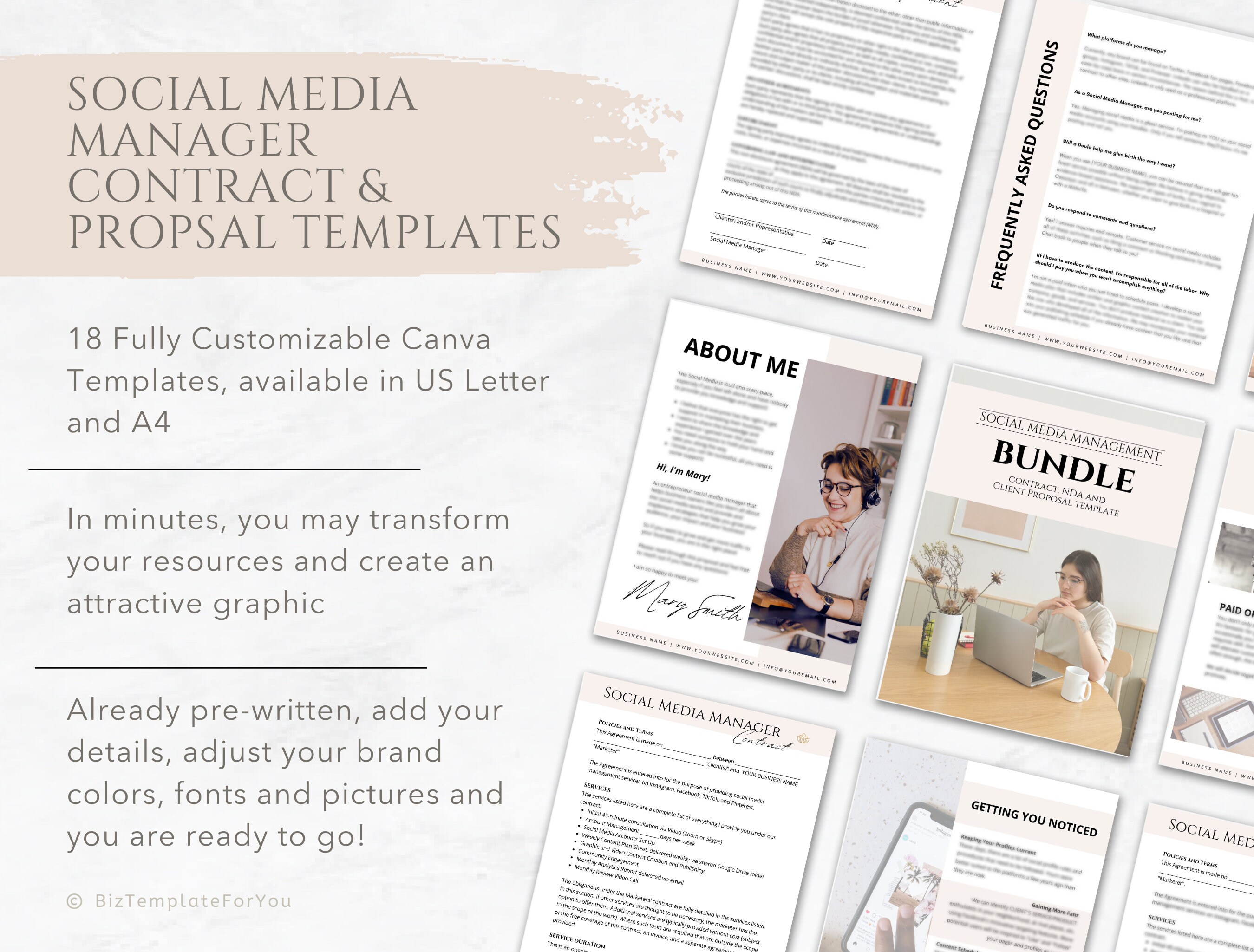 Editable Social Media Manager Forms Bundle Contract Template - Etsy
