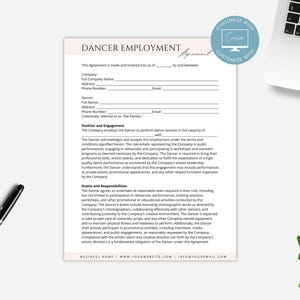 Editable Dancer Contract Template, Dancer Employment Agreement, Employee Contract, Dance Company ...