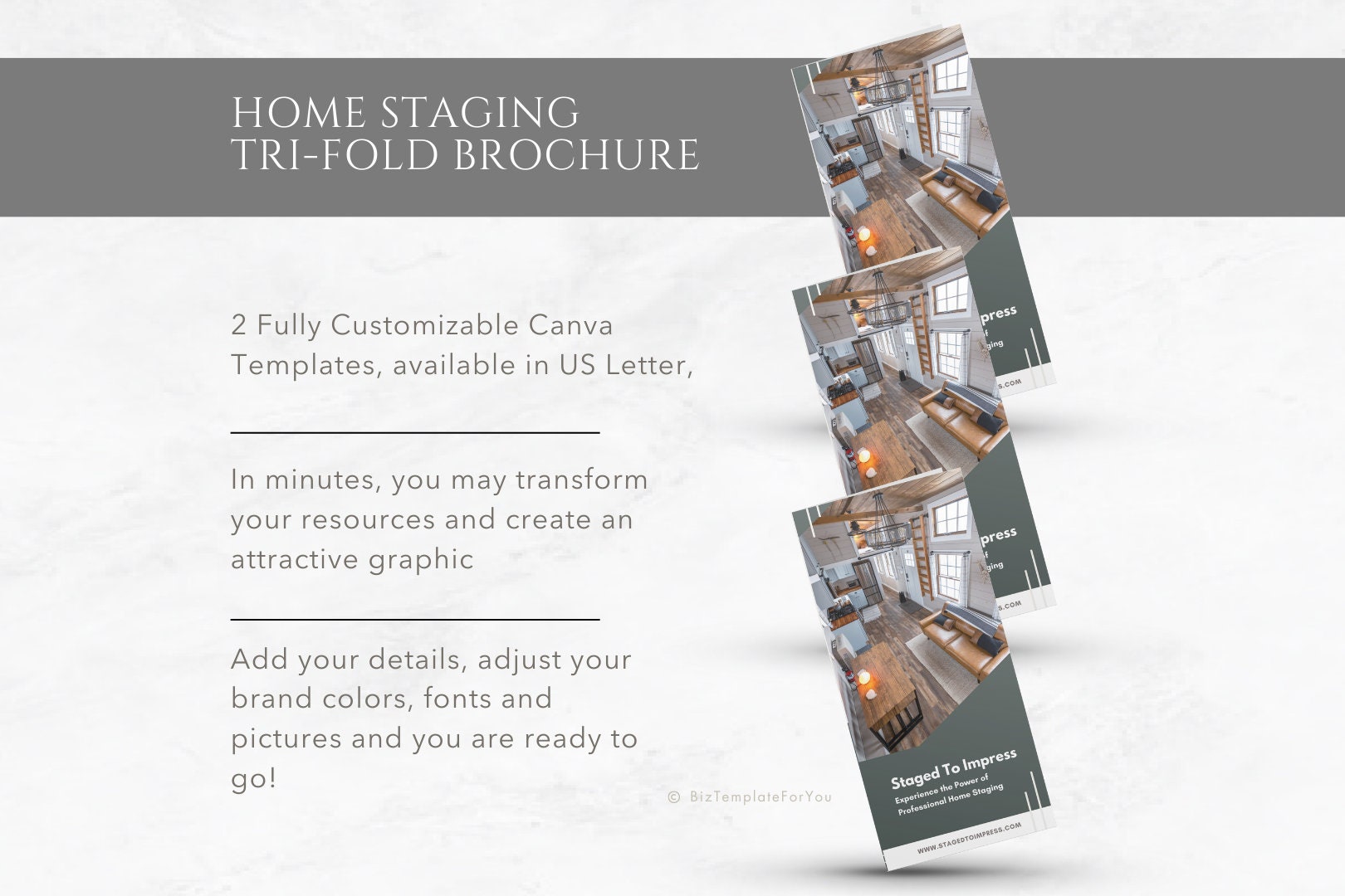 Editable Home Staging Tri-fold Brochure Template Property Staging ...