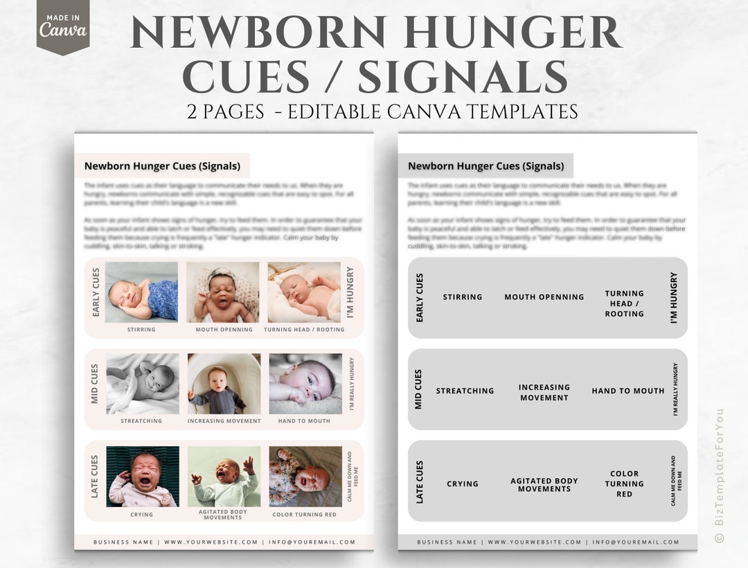 Editable Newborn Hunger Cues Template Fully Editable Handout - Etsy