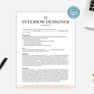 Editable Interior Design Contract Template, Interior Designer Service ...