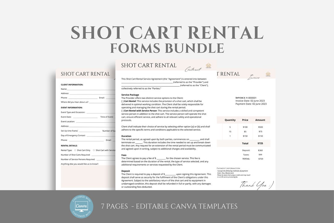 Editable Shot Cart Service Contract Template, Shot Cart Rental Service ...