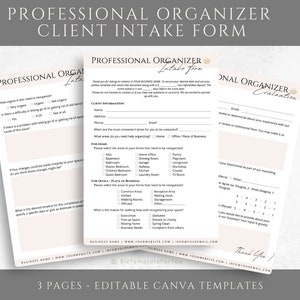 Editable Professional Organizer Client Intake Form Template, Home ...