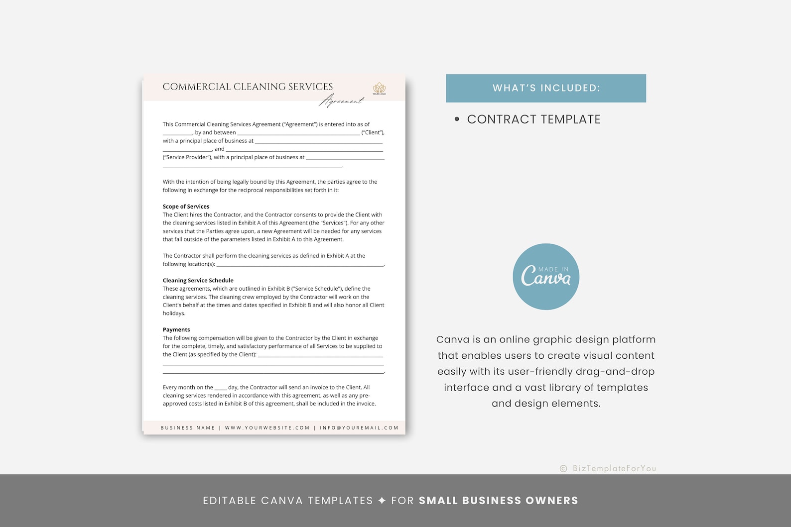 Commercial Cleaning Contract Template for Cleaning Service Business ...