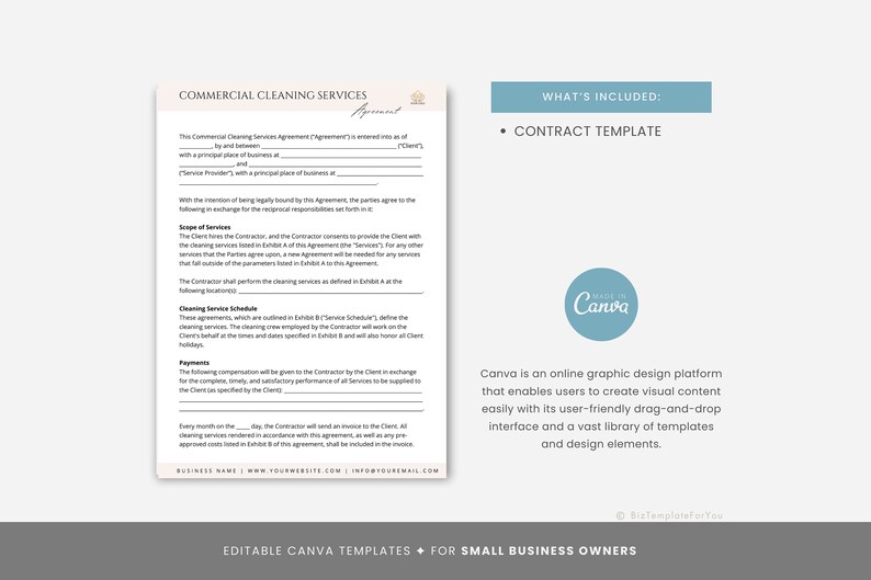 Commercial Cleaning Contract Template for Cleaning Service Business ...