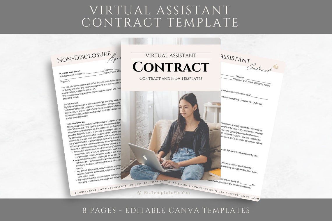 Editable Virtual Assistant Contract Template, Freelance Personal ...