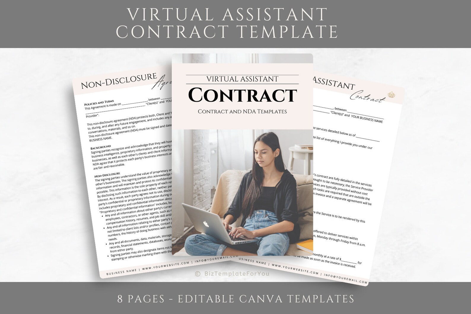 Editable Virtual Assistant Contract Template, Freelance Personal ...