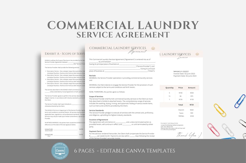Editable Commercial Laundry Service Agreement Template, Pick and ...