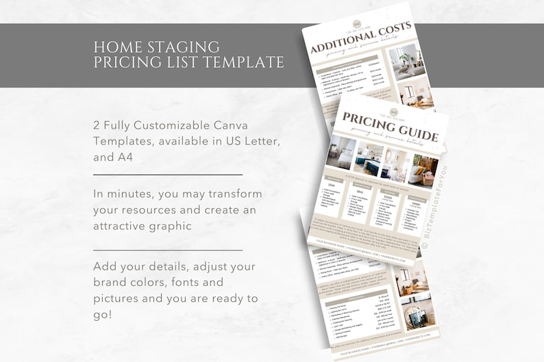 Editable Home Staging Pricing List Template, Property Staging Pricing ...