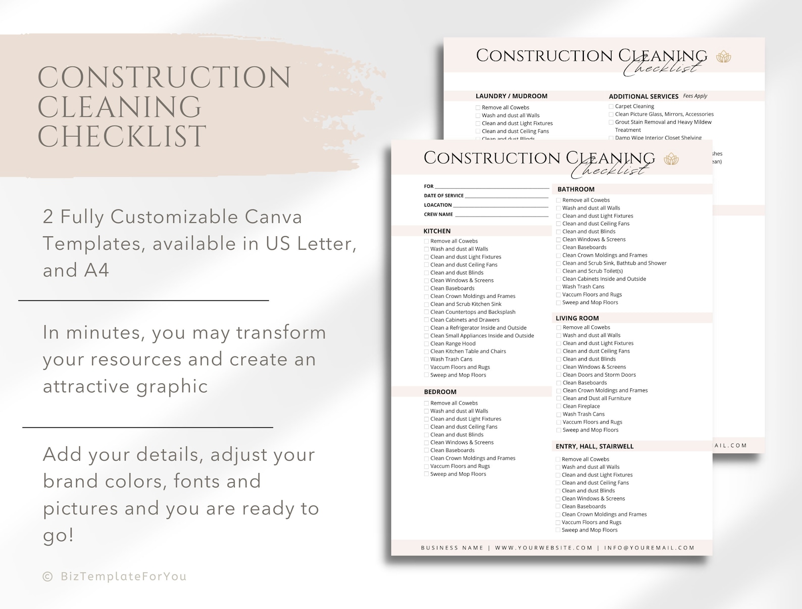 Construction Cleaning Checklist Editable House Cleaning - Etsy