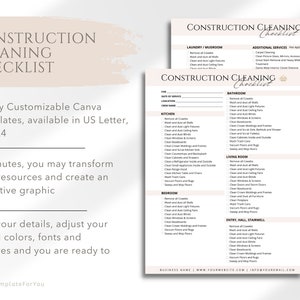 Construction Cleaning Checklist Editable House Cleaning - Etsy