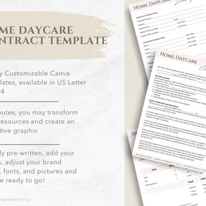 Editable Home Daycare Contract Template Childcare Service - Etsy