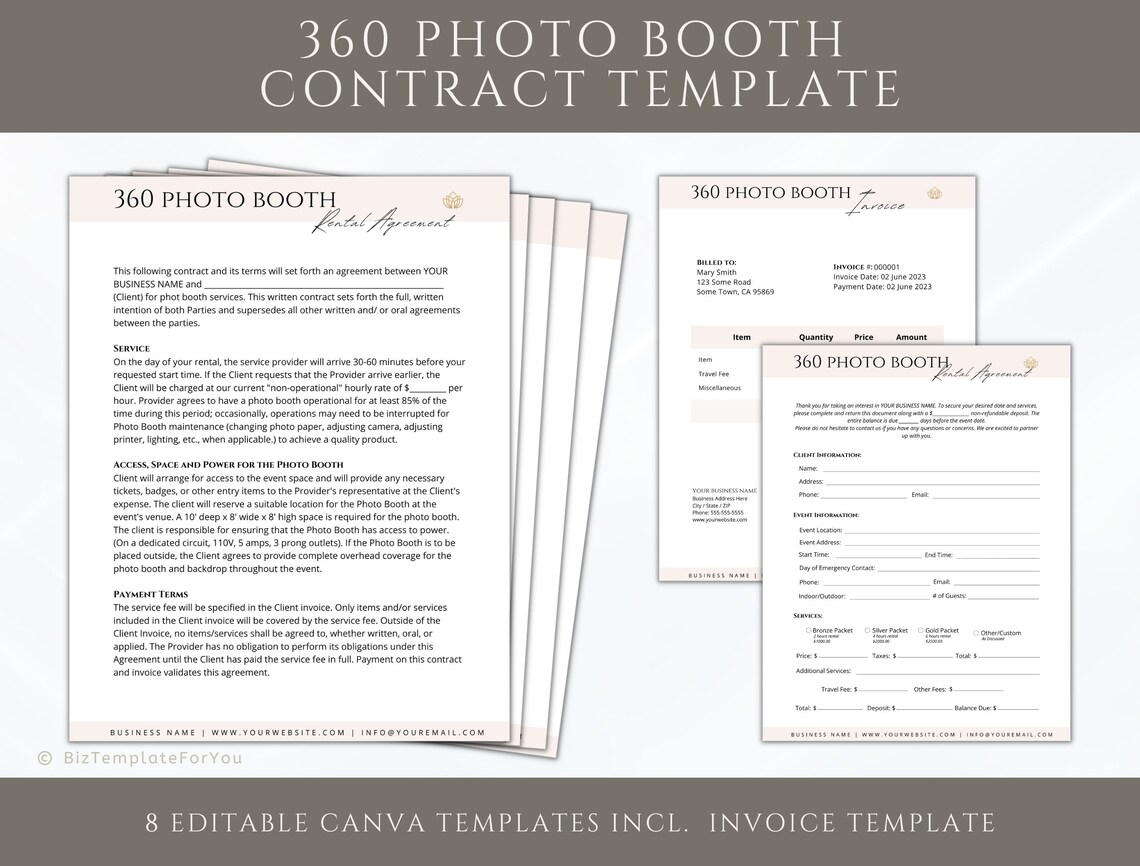 Editable 360 Photo Booth Contract Template Professional Video - Etsy