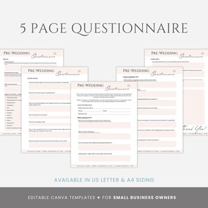Editable Wedding Photography Questionnaire, Editable Pre-wedding Client ...