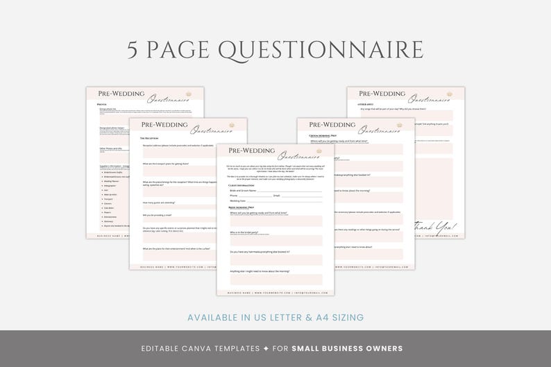 Editable Wedding Photography Questionnaire, Editable Pre-wedding Client ...