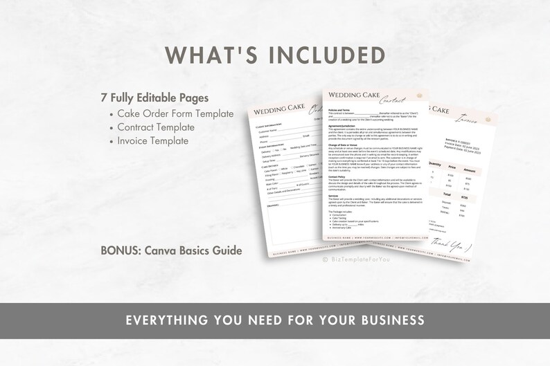 Editable Wedding Cake Contract Template, Wedding Cake Order Form ...