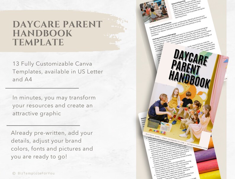 Editable Daycare Parent Handbook Template Parent Handbook for - Etsy