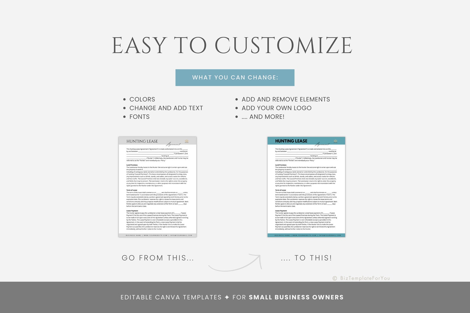 Editable Hunting Lease Contract, Land Lease for Huntingn Agreement ...