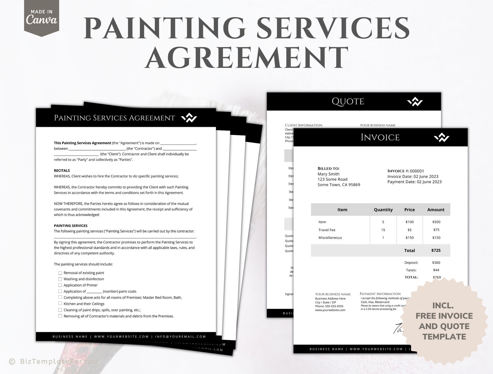 Editable Painting Contract Template Professional Painting - Etsy