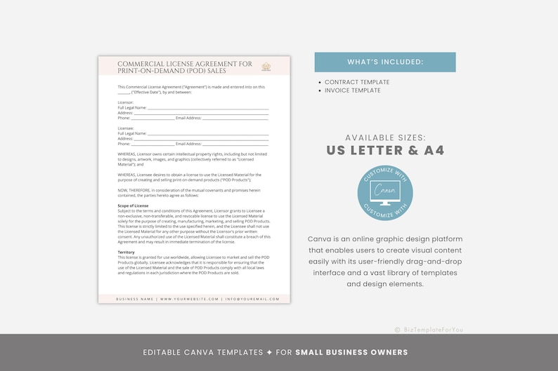 Editable Commercial License Agreement for Print-on-demand (POD) Sales ...