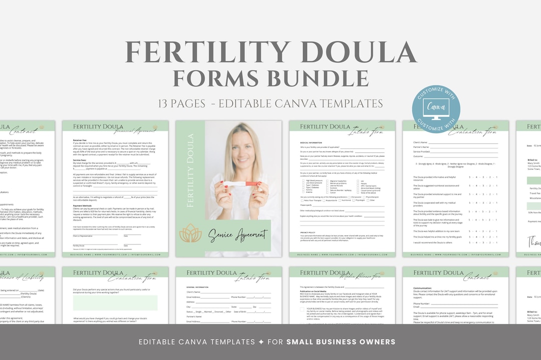 Editable Fertility Doula Contracts Template, Intake Form and Evaluation ...