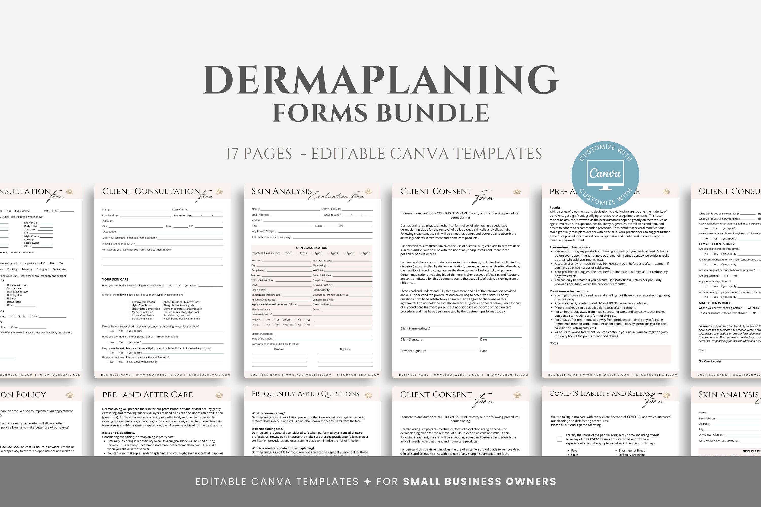 Editable Dermaplaning Consultation Forms, Esthetician Forms, Facial ...