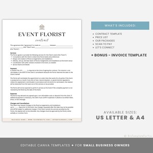 Editable Event Florist Forms Bundle, Flower Arrangements Service ...