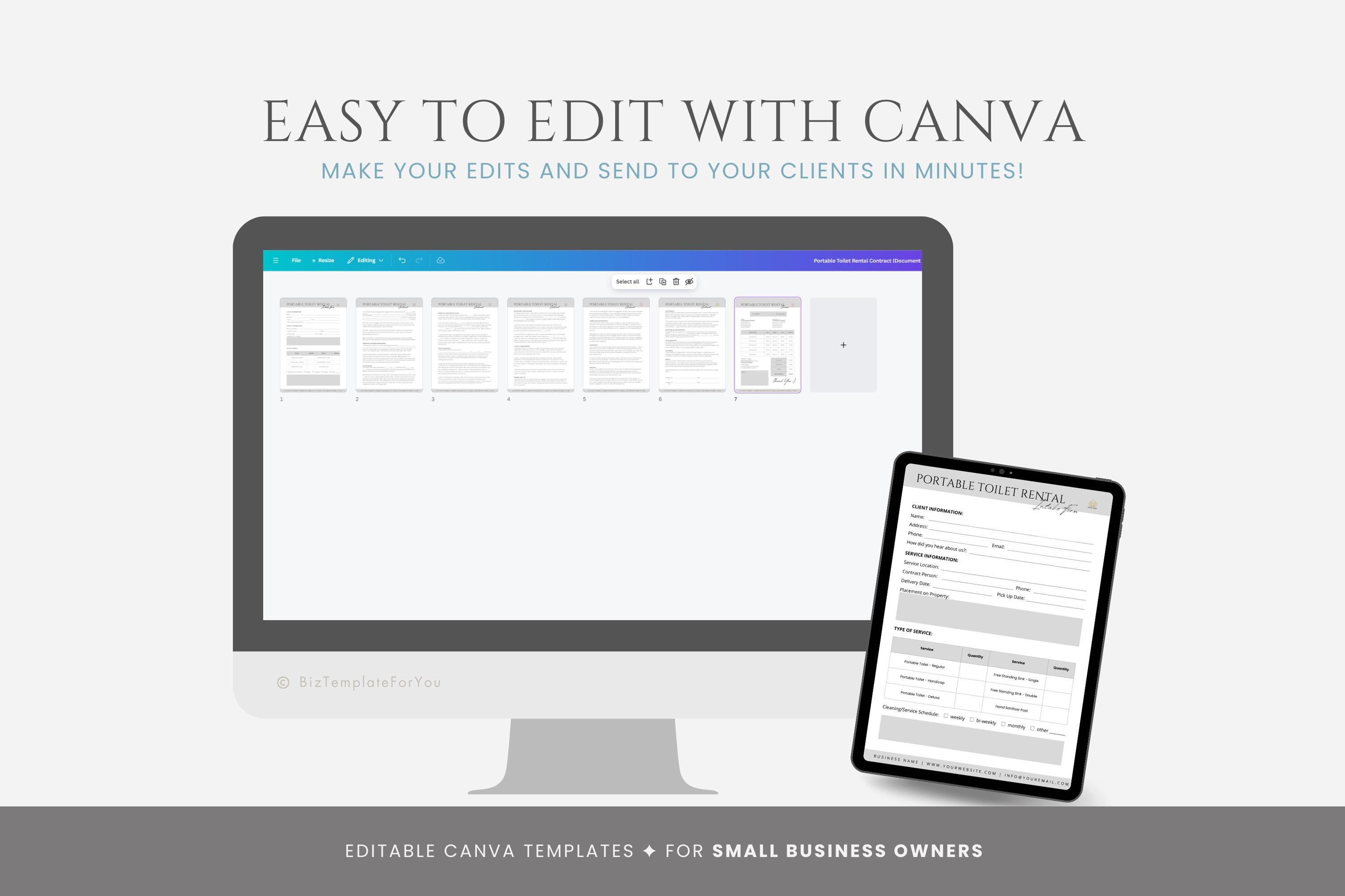 Editable Portable Toilet Rental Agreement Template, Portable Potty ...