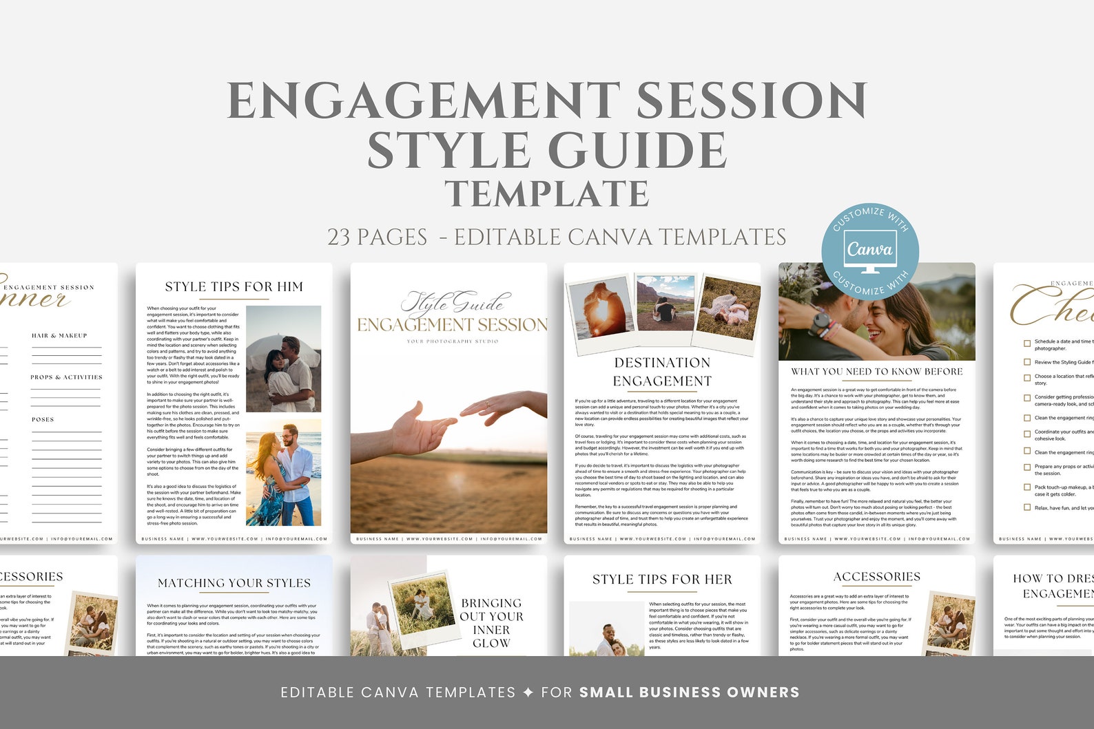Editable Engagement Session Style Guide Photography Template, Pre ...
