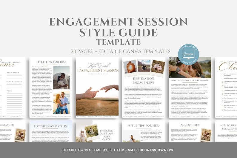 Editable Engagement Session Style Guide Photography Template, Pre ...