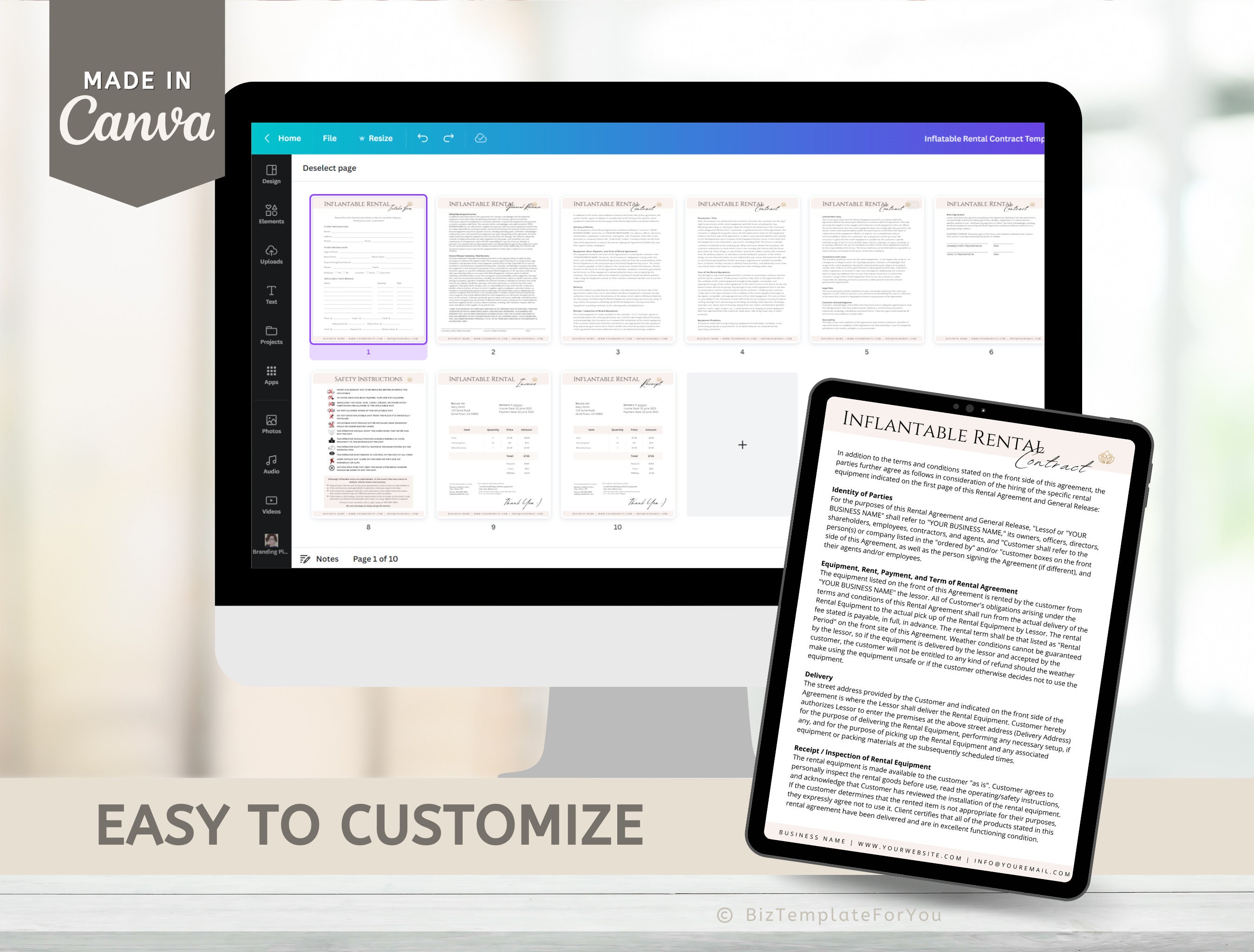 Editable Inflatable Rental Agreement Template Bounce House - Etsy