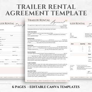 Editable Trailer Rental Agreement Template Trailer Rental - Etsy
