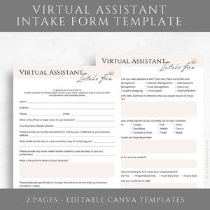 Editable Virtual Assistant Client Intake Form Template, Freelance Personal Assistant Client ...