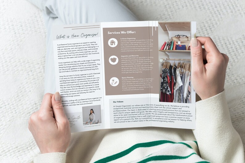 Editable Professional Organizer Tri-fold Brochure Template, Home ...