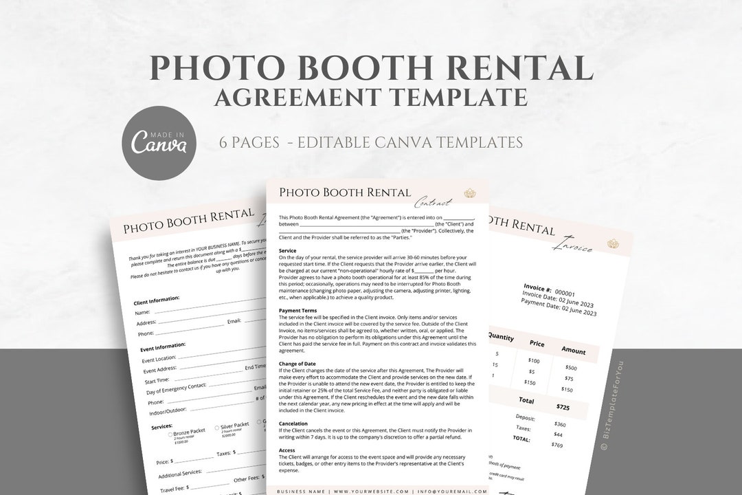 Editable Photo Booth Contract Template Professional Photo - Etsy