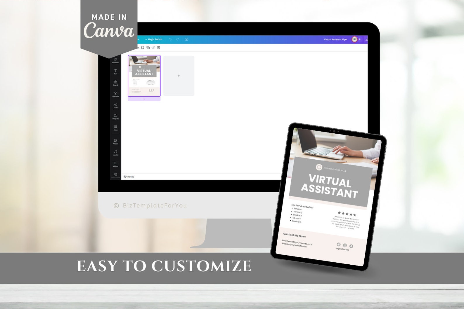 Editable Virtual Assistant Flyer Template, One Page VA Flyer, Virtual ...