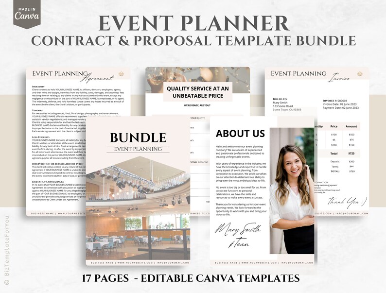 Editable Event Planner Contract & Proposal Template Bundle - Etsy