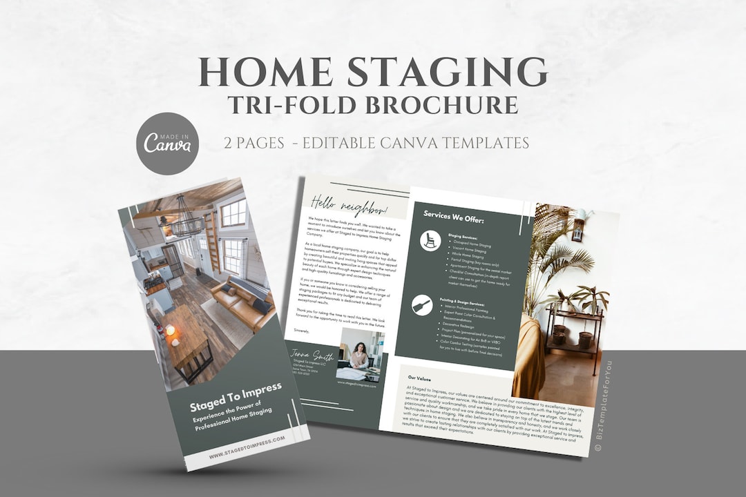 Editable Home Staging Tri-fold Brochure Template Property Staging ...