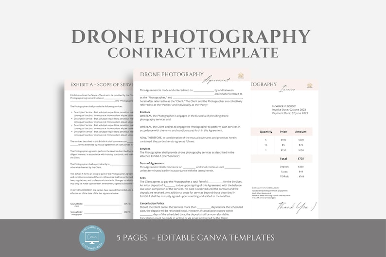 Editable Drone Photography Contract Template, Aerial Photography ...