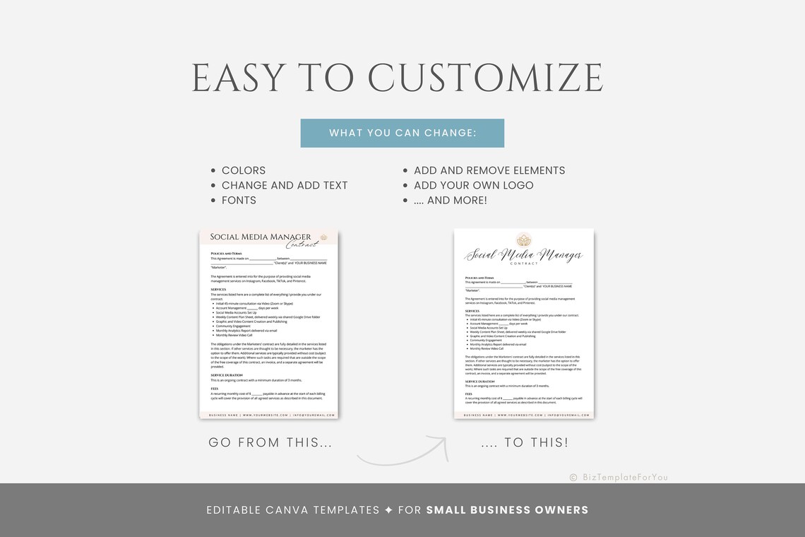 Editable Social Media Manager Starter Kit, Including Contract ...