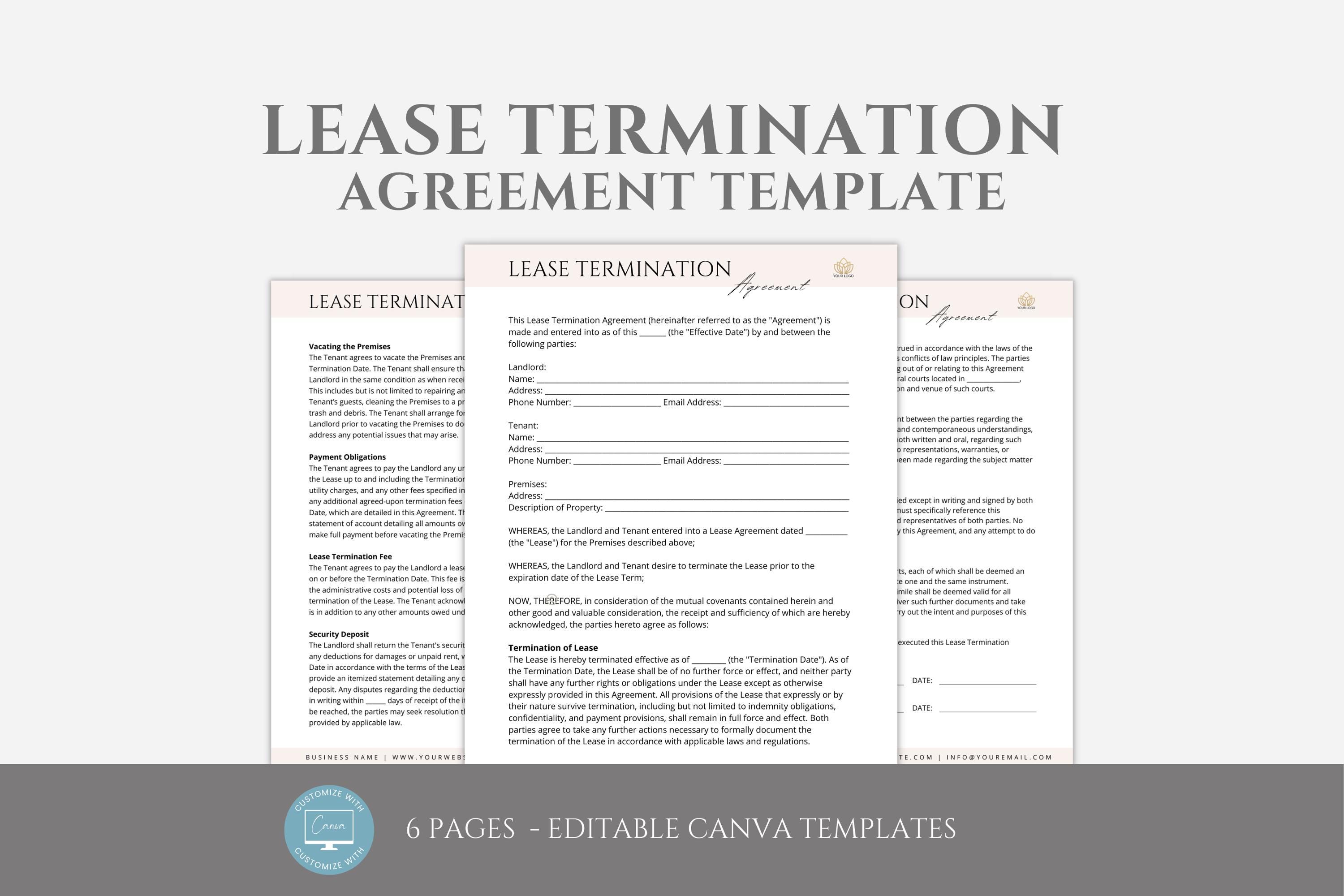 Editable Lease Termination Agreement Template, Lease Contract ...