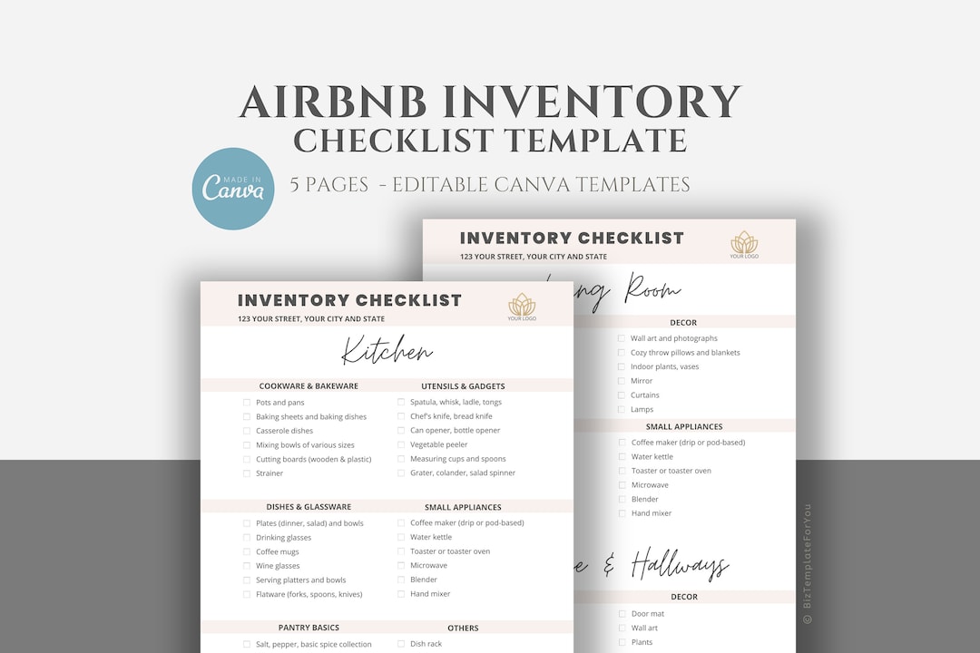 Editable Airbnb Inventory Checklist Template, Rental Property Inventory ...
