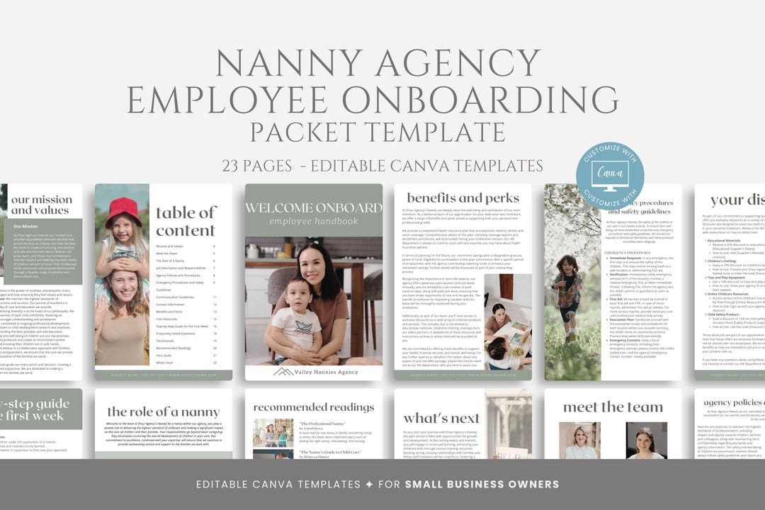 Editable Nanny Agency Employee Onboarding Packet Template, Employee ...