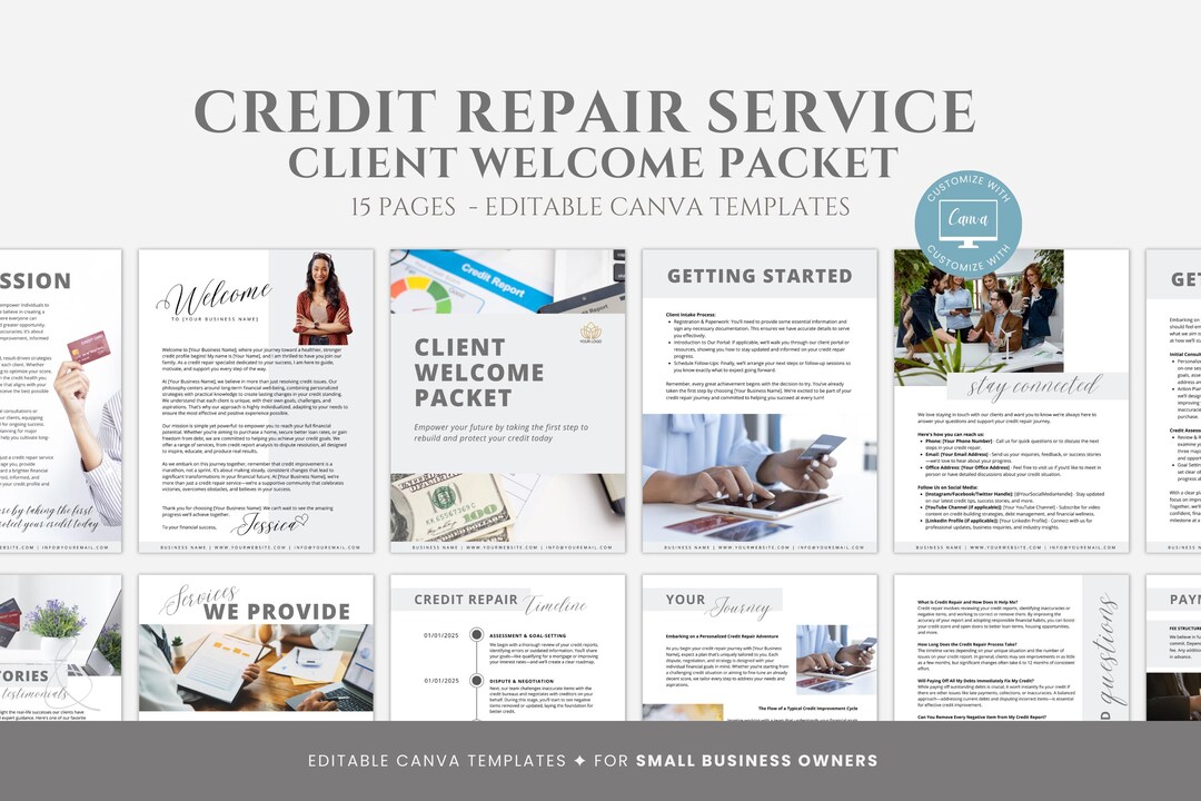 Editable Credit Repair Services Client Welcome Packet, Freelance Credit ...