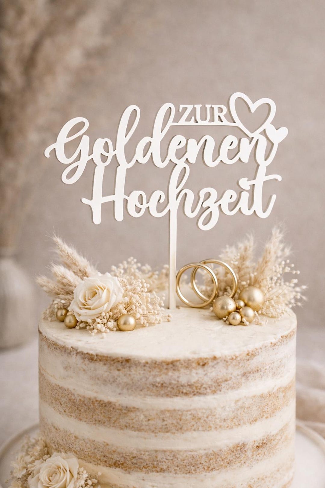 Cake Topper for a Golden Wedding Anniversary, Golden Wedding ...